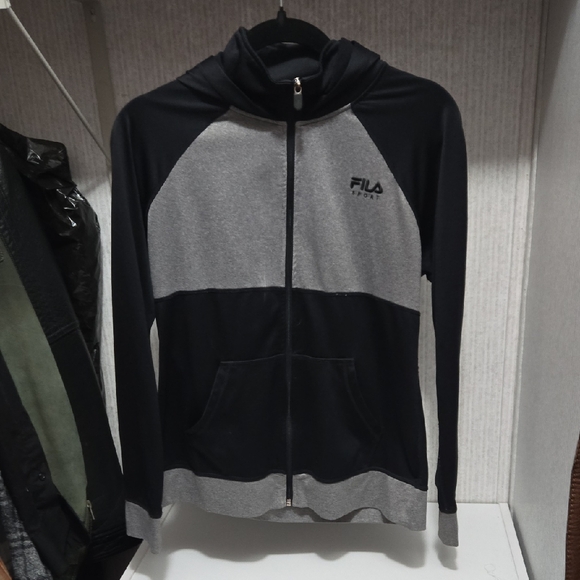 Fila | Jackets & Coats | Fila Womens Twotone Black And Gray Zipup ...